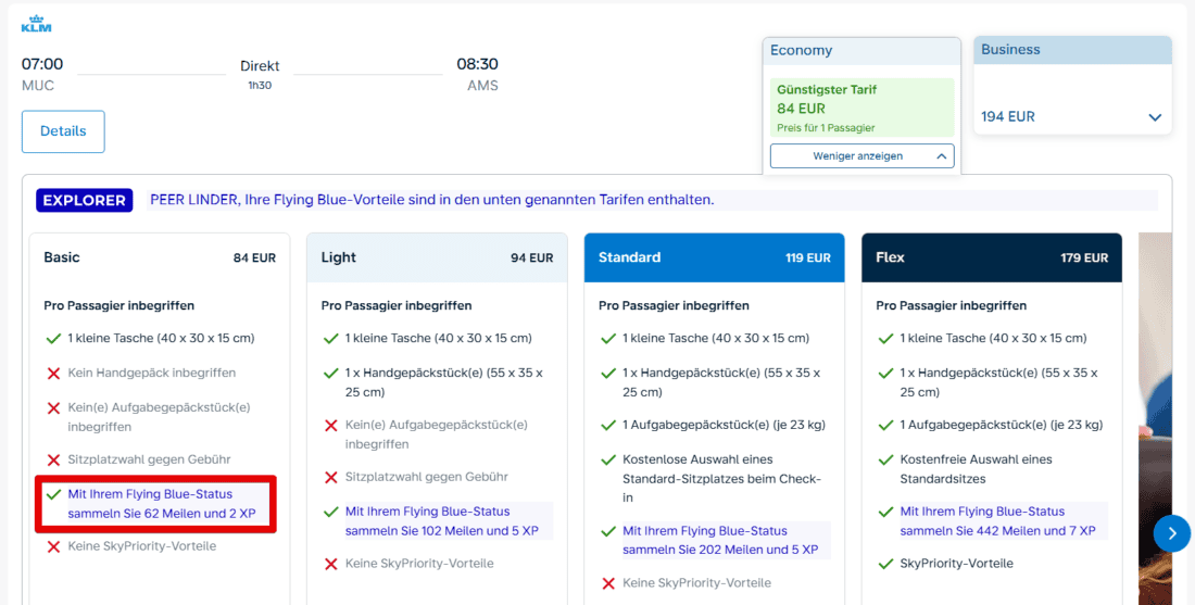 KLM & Air France überarbeiten Basic-Tarif: Jetzt doch (reduzierte) XP ...