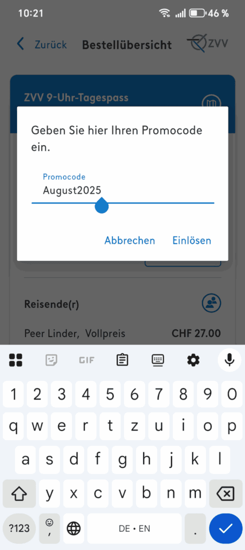 Zürich: 50% Rabatt auf den 9-Uhr-Tagespass für alle Zonen im ZVV (= 14 ...