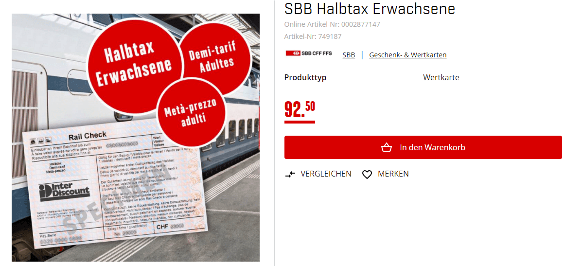 Schweiz: Halbtax mit 50% Rabatt (1 Jahr für 89€ / 93 CHF) » Travel-Dealz.de