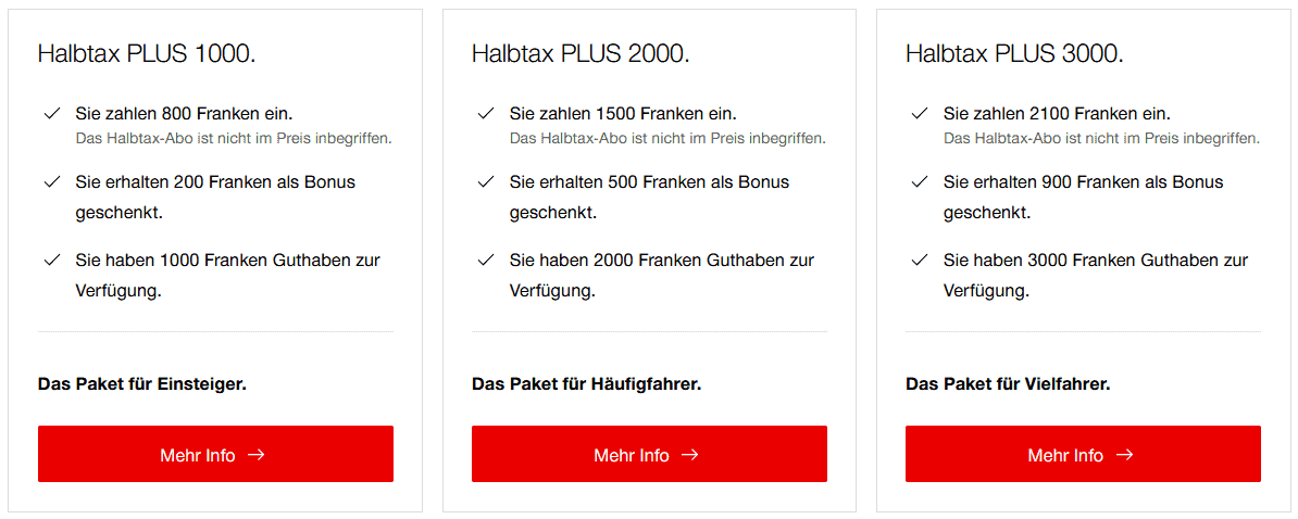 SBB Halbtax PLUS: Bis zu 42% Bonus beim Kauf von Guthaben für den öffentlichen Verkehr (Schweiz)