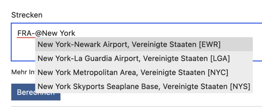 Entfernungsrechner zwischen Flughäfen in Meilen & Kilometern
